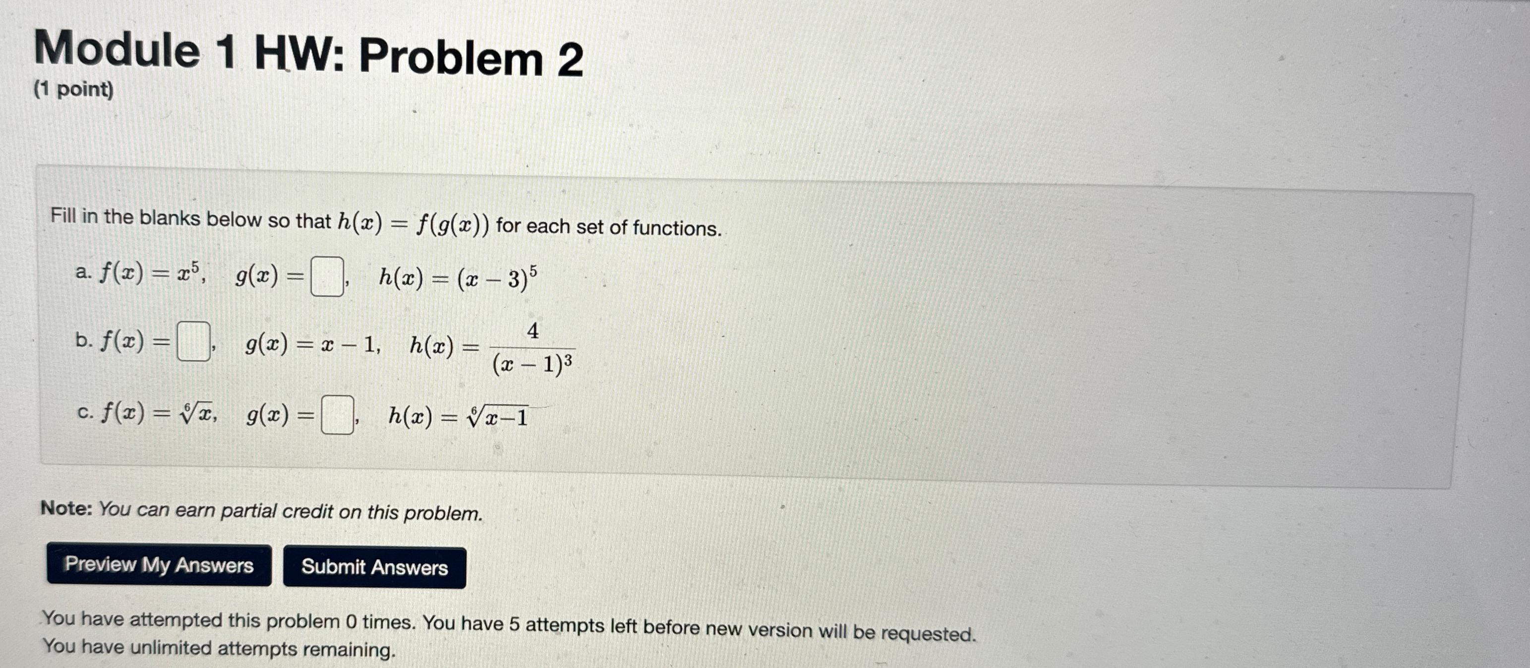Solved Module 1 ﻿HW: Problem 2(1 ﻿point)Fill in the blanks | Chegg.com