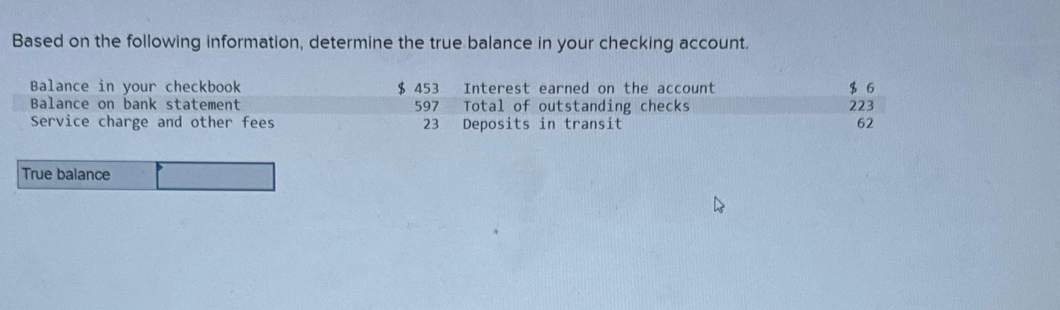 Solved Based on the following information, determine the | Chegg.com