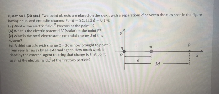 Solved Question 1 (20 pts.) Two point objects are placed on | Chegg.com