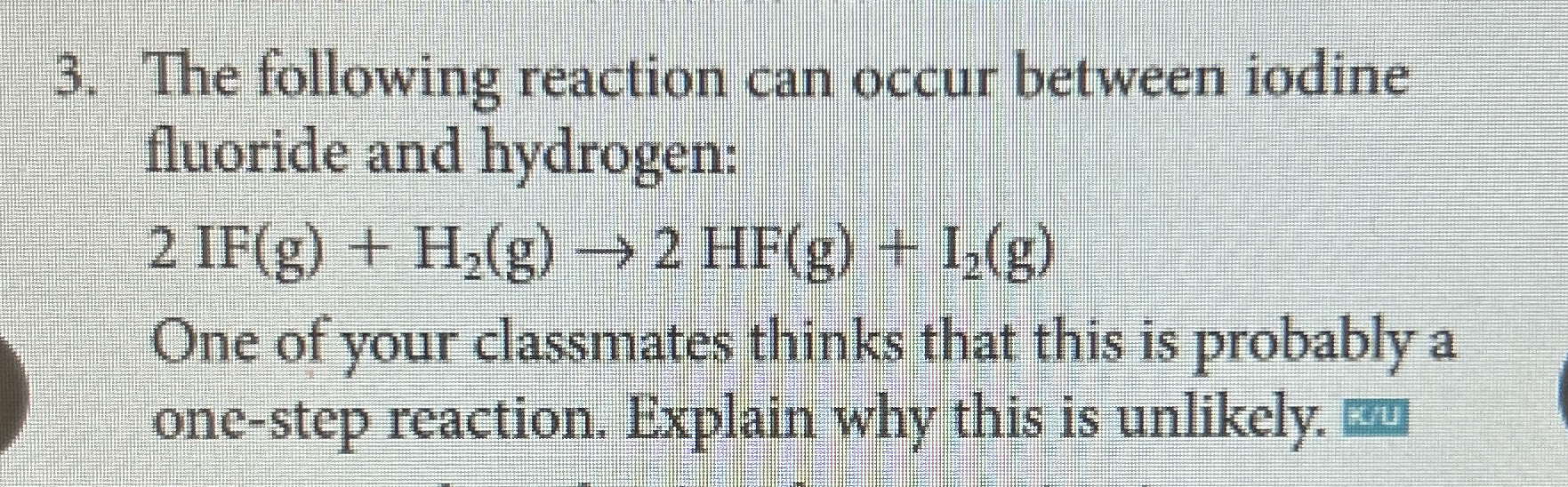 Solved The following reaction can occur between iodine | Chegg.com
