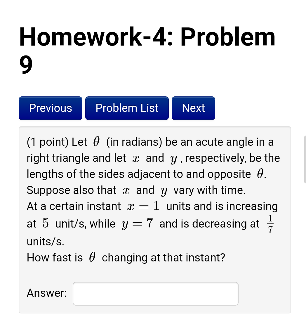 Homework-4: Problem (1 point) Let θ (in radians) be | Chegg.com