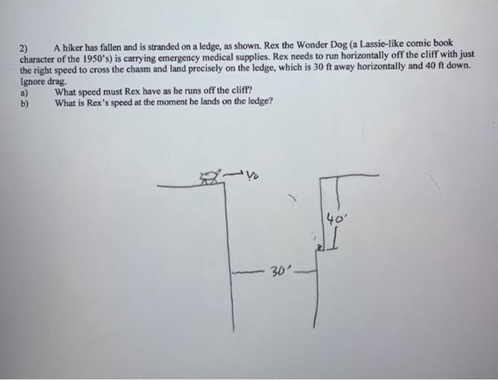 Solved 2) A hiker has fallen and is stranded on a ledge, as | Chegg.com