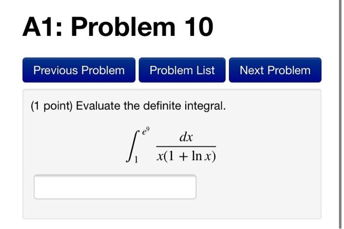 Solved A1: Problem 10 Previous Problem Problem List Next | Chegg.com
