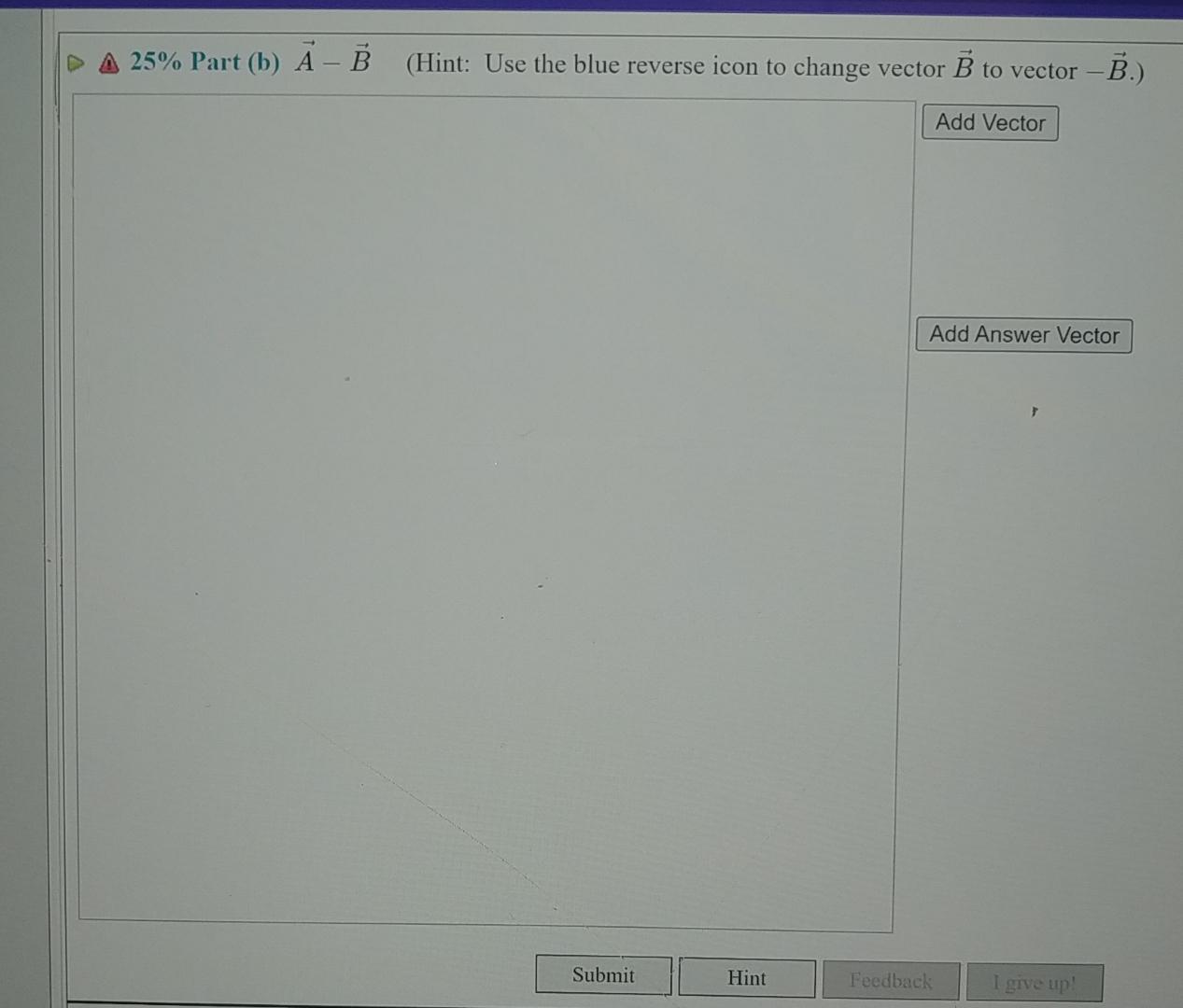 Part (b) ﻿vec(A)-vec(B), (Hint: Use the blue reverse | Chegg.com
