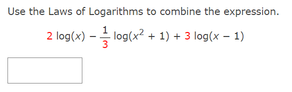 Solved Use the Laws of Logarithms to combine the | Chegg.com