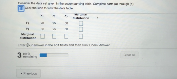 Solved Consider the data set given in the accompanying | Chegg.com