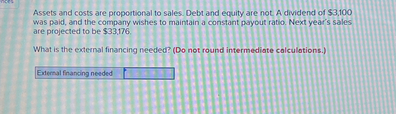 Solved Assets and costs are proportional to sales. Debt and | Chegg.com