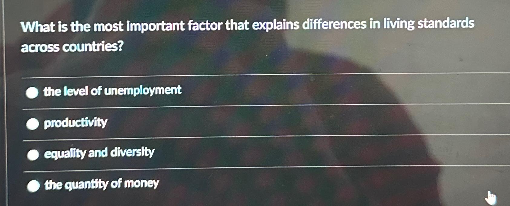 Solved What is the most important factor that explains | Chegg.com