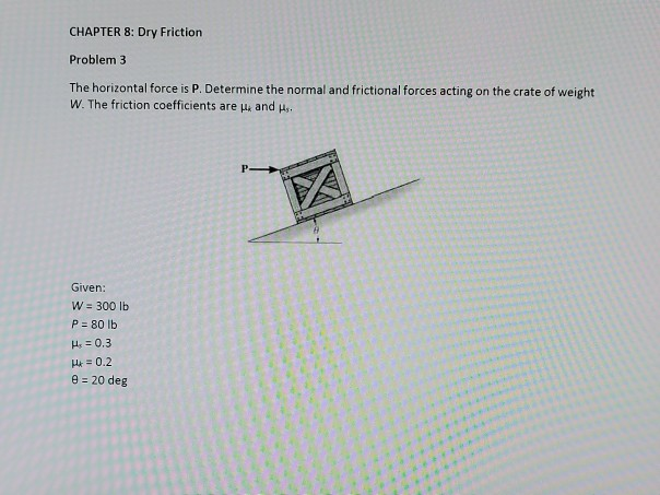 Solved CHAPTER 8: Dry Friction Problem 3 The horizontal | Chegg.com