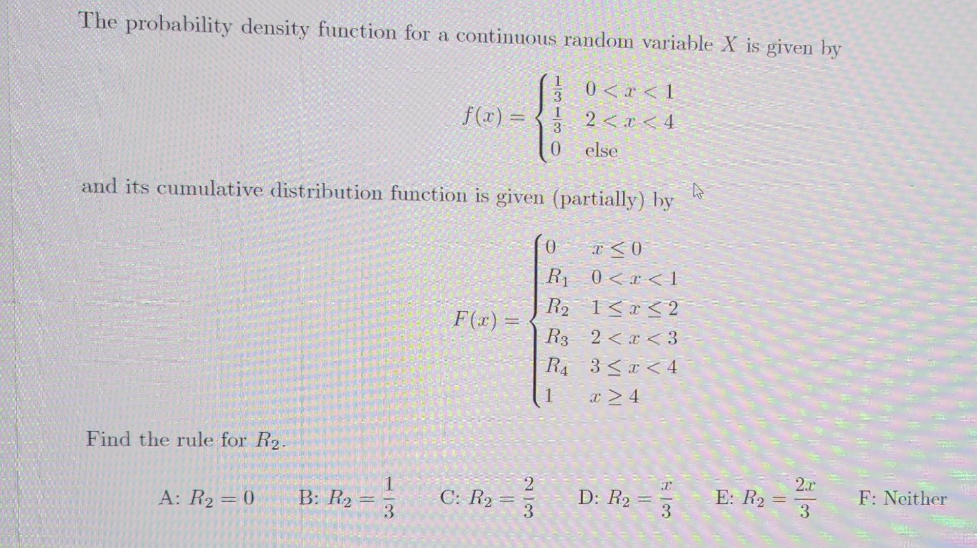 Solved The probability density function for a continuous | Chegg.com