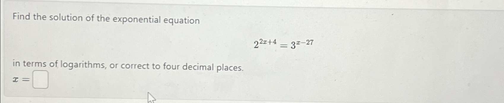 Solved Find the solution of the exponential | Chegg.com