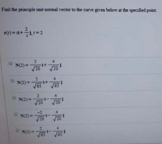 Solved Find the principle unit normal vector to the curve | Chegg.com