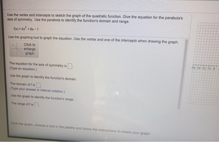 Solved Use the vertex and intercepts to sketch the graph of | Chegg.com