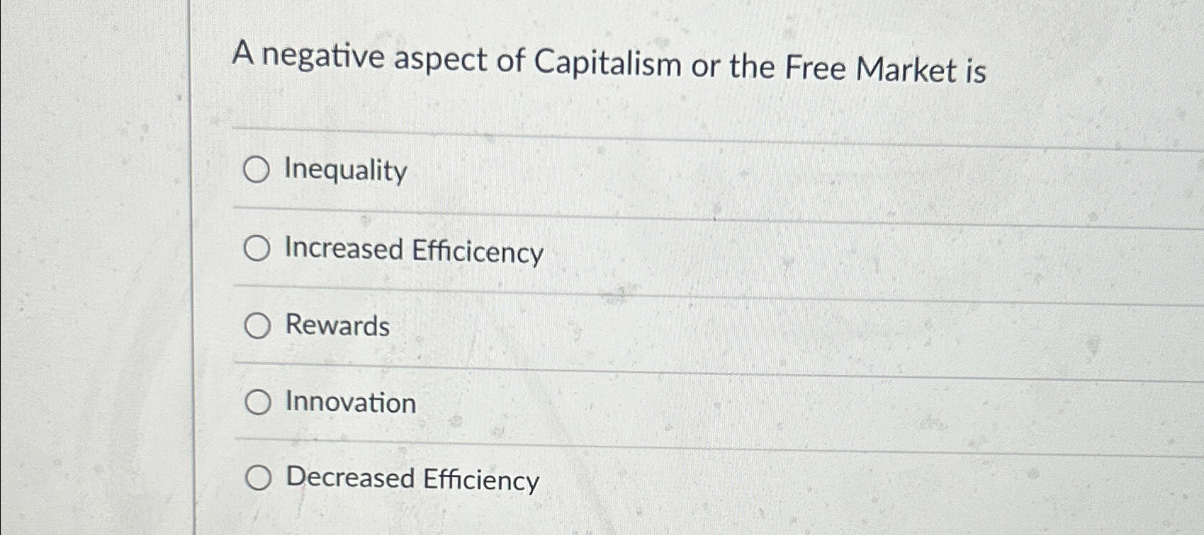 Solved A negative aspect of Capitalism or the Free Market | Chegg.com