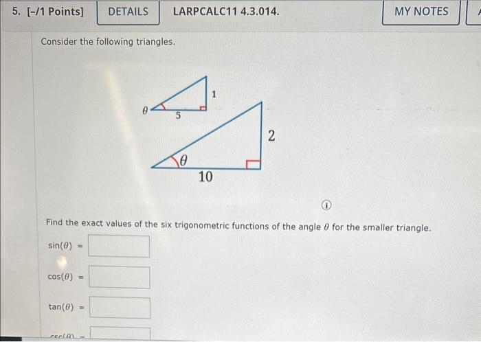 Solved Consider the following triangles. Find the exact | Chegg.com