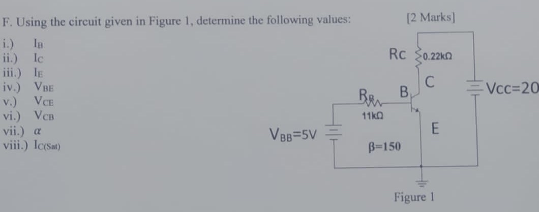 Solved F. ﻿Using the circuit given in Figure 1, ﻿determine | Chegg.com