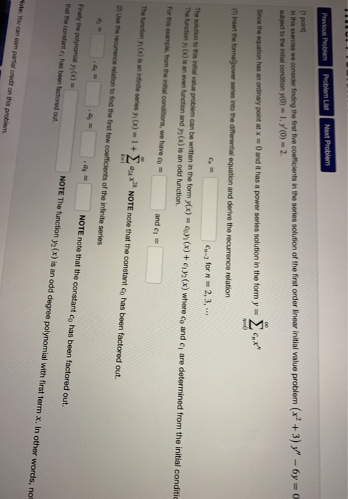 Solved Previous Probler Problem List Next Problem (1 point | Chegg.com