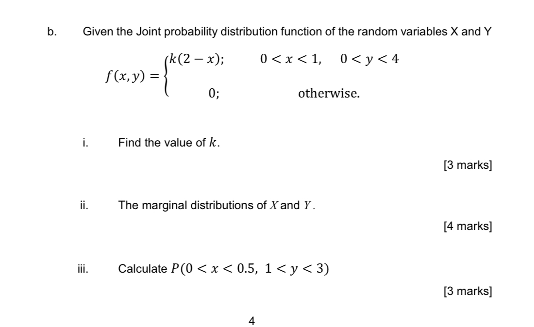 Solved b. ﻿Given the Joint probability distribution function | Chegg.com
