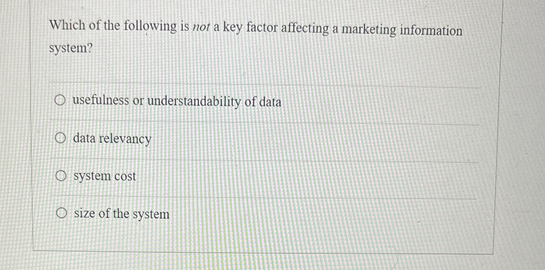 Solved Which of the following is not a key factor affecting | Chegg.com