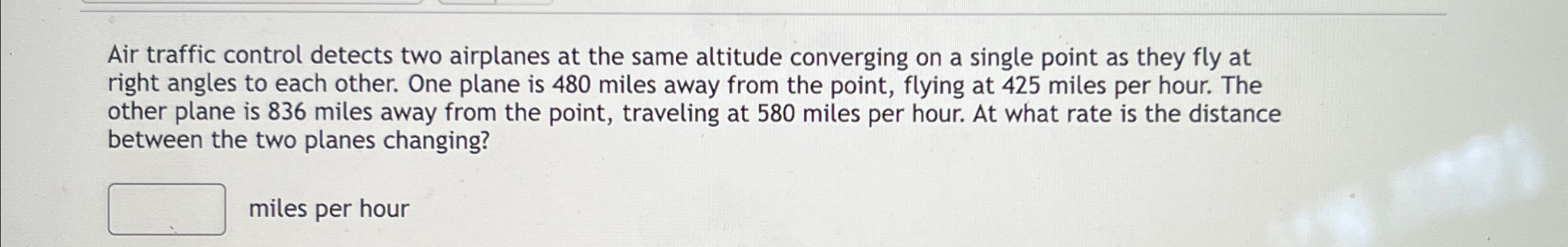 Solved Air traffic control detects two airplanes at the same | Chegg.com