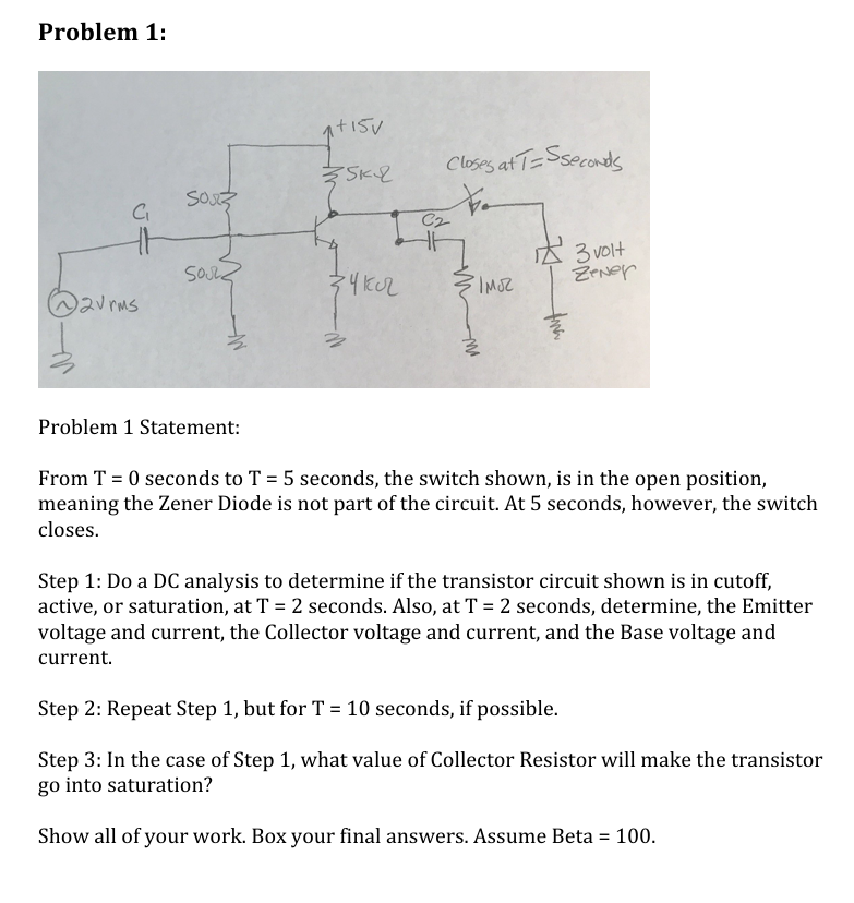 Problem 1 ﻿Statement: From \( \mathrm{T}=0 \) | Chegg.com