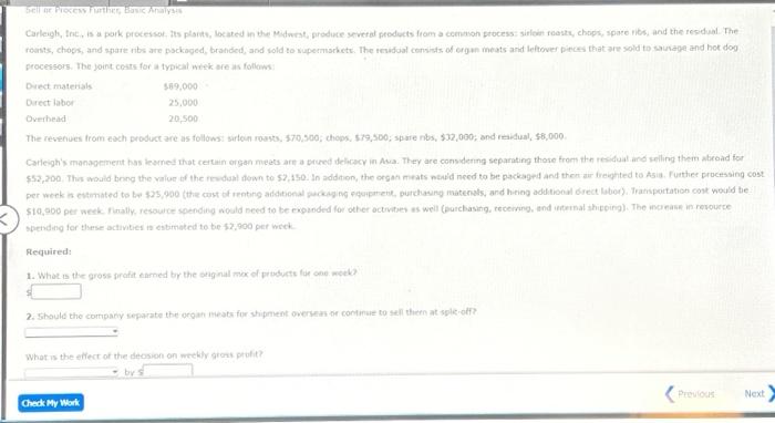 Solved processors. The joint costs for a trpical wetk are | Chegg.com