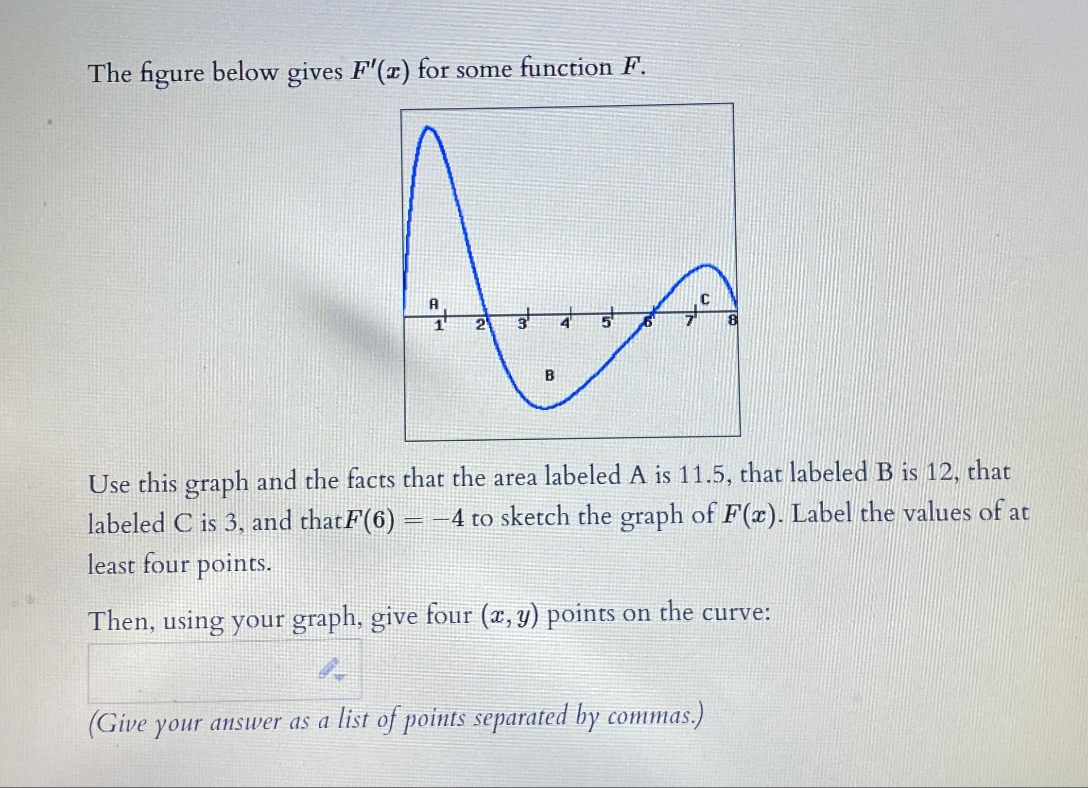 The figure below gives F'(x) ﻿for some function F.Use | Chegg.com
