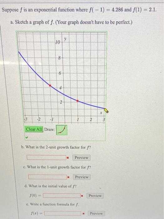 Solved Suppose f is an exponential function where f(-1) = | Chegg.com