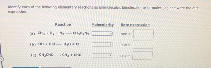 Solved Identify each of the following elementary reactions | Chegg.com