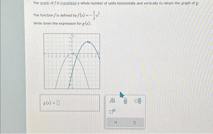 Solved The graph of fis translated a whole number of units | Chegg.com