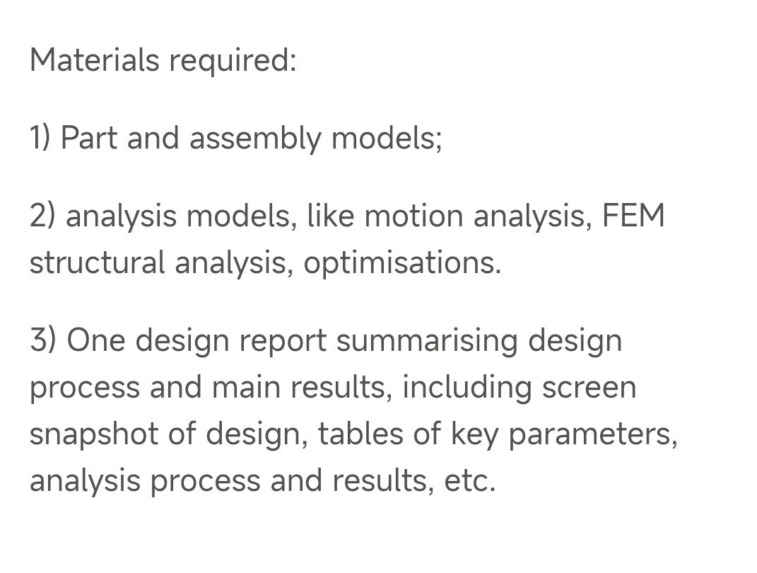Materials required: 1) Part and assembly models; 2) | Chegg.com