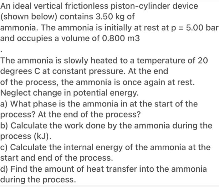 Solved An ideal vertical frictionless piston-cylinder device | Chegg.com