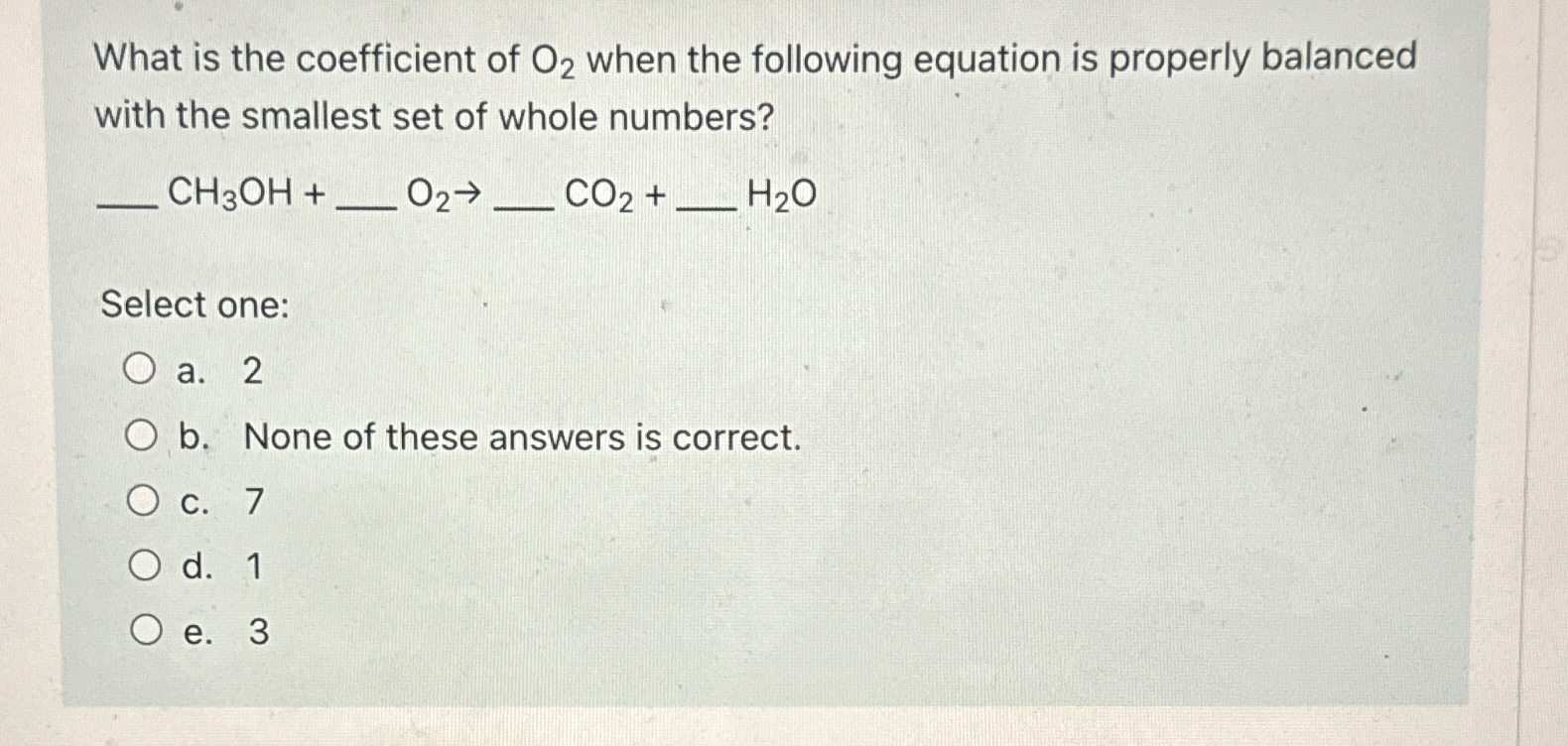 Solved What is the coefficient of O2 ﻿when the following | Chegg.com