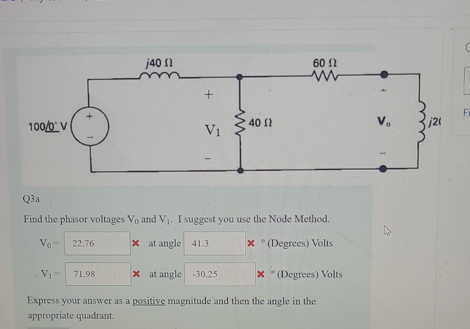 Solved Find the phasor voltages V0 and V1. I suggest you use | Chegg.com