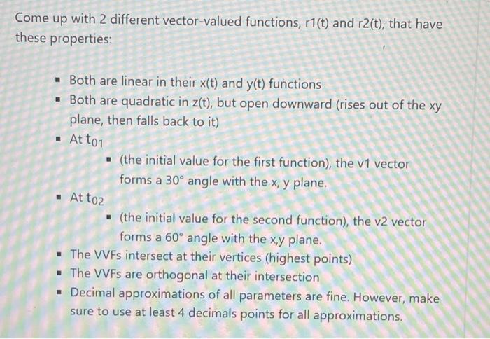 Solved ome up with 2 different vector-valued functions, | Chegg.com