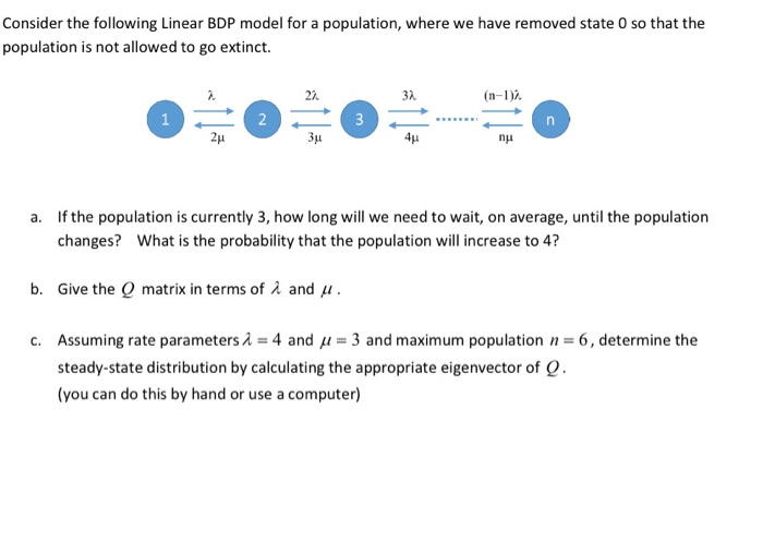 Consider the following Linear BDP model for a | Chegg.com