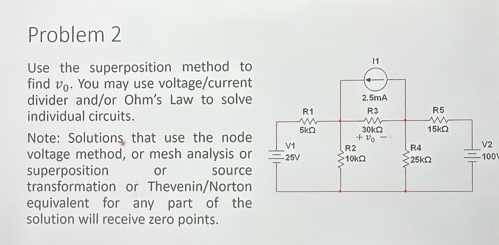 Solved Problem 2Use the superposition method to ﻿find v0. | Chegg.com