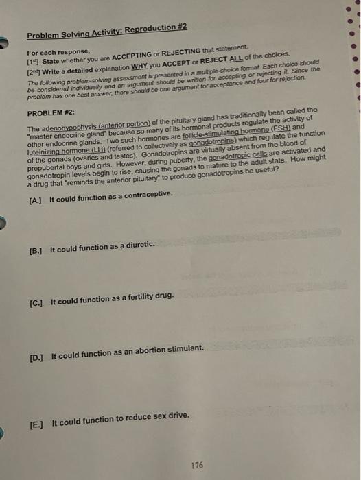 Solved D Problem Solving Activity: Reproduction #2 For each | Chegg.com