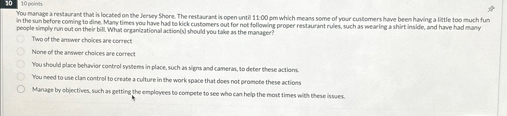 Solved 1010 ﻿pointsYou manage a restaurant that is located | Chegg.com