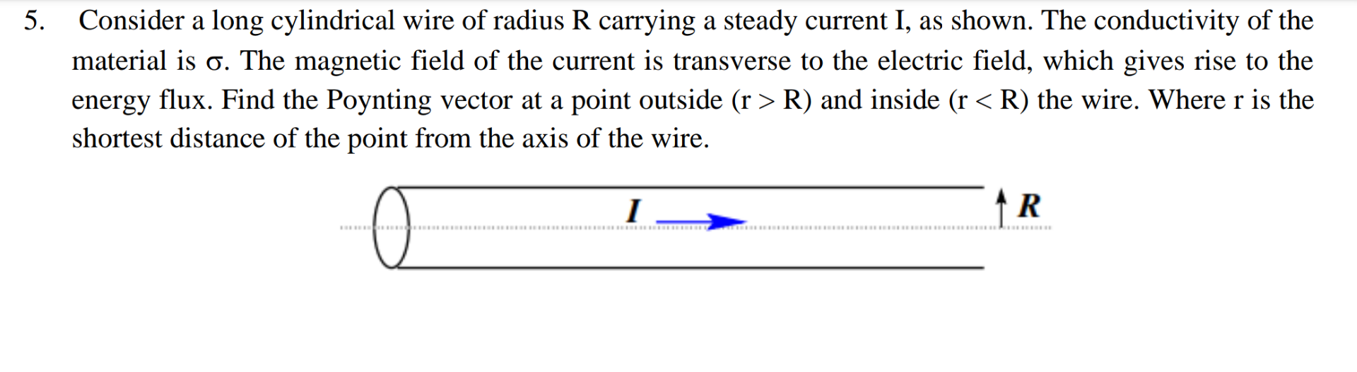 Solved Consider a long cylindrical wire of radius R carrying | Chegg.com