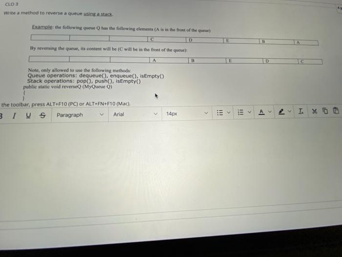 Solved CLOS Write a method to reverse a queue using a stack | Chegg.com