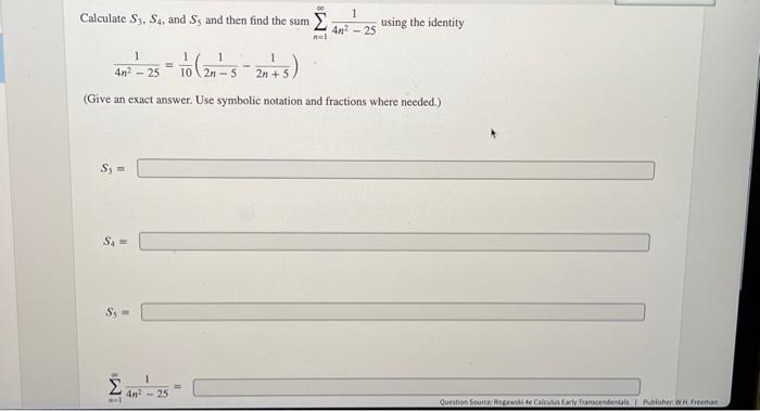 Solved Calculate S3,S4, and S5 and then find the sum | Chegg.com