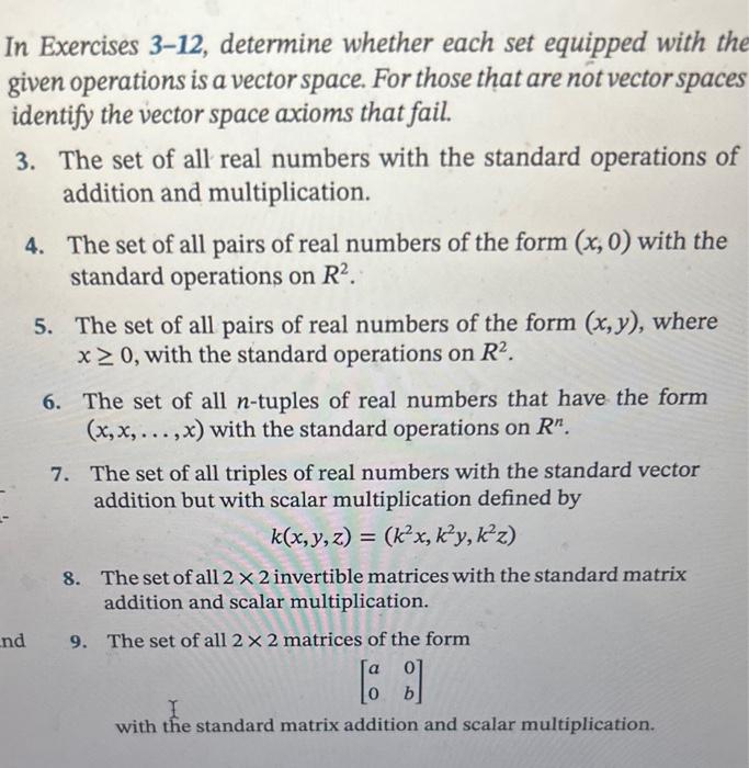 Solved In Exercises 3-12, determine whether each set | Chegg.com