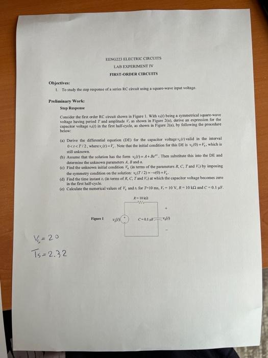 Solved Preliminary Work! Step Response Censider the frit | Chegg.com