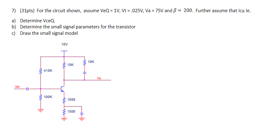 Solved (31pts) ﻿For the circuit shown, assume | Chegg.com