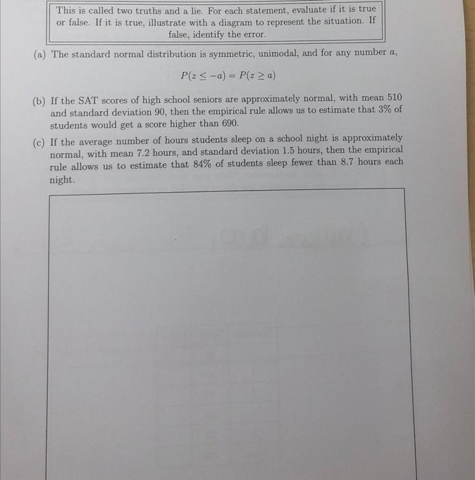 Solved This is called two truths and a lie. For each | Chegg.com