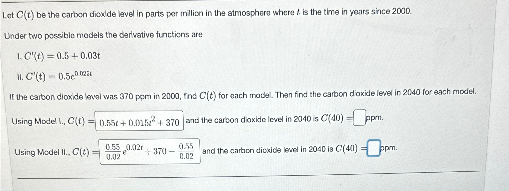 Solved Let C(t) ﻿be the carbon dioxide level in parts per | Chegg.com