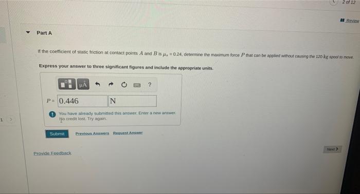 Solved Consider the spool in (Figure 1).If the coefficient | Chegg.com