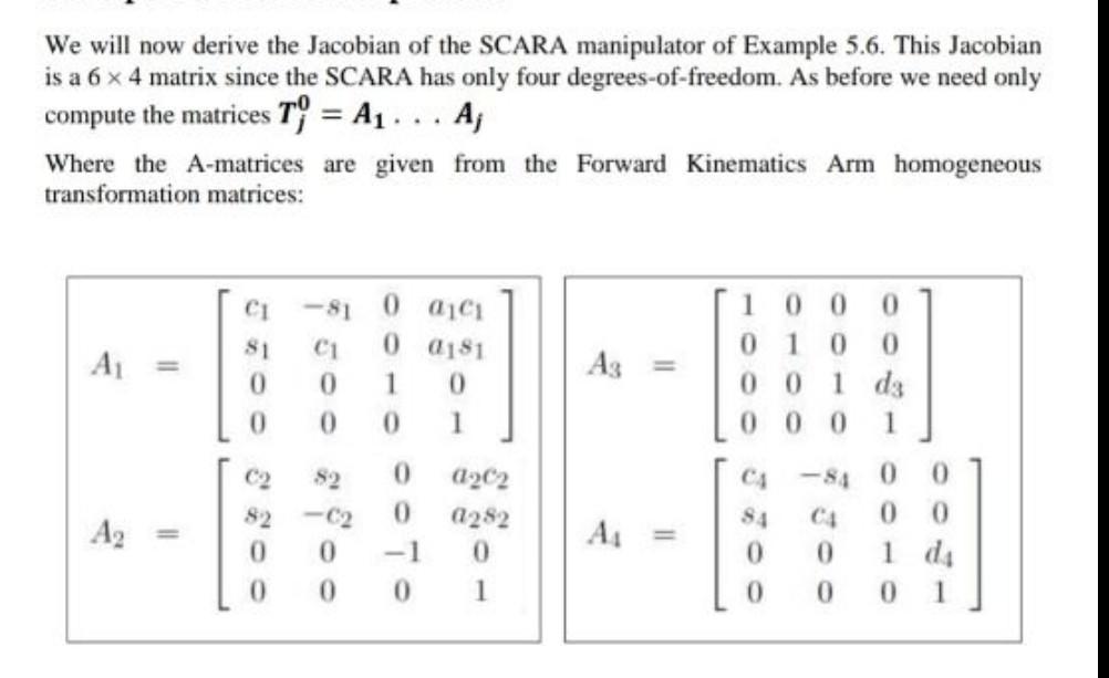 Solved We will now derive the Jacobian of the SCARA | Chegg.com