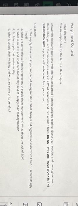 Solved Assignment Content -Read chapter 1 You are | Chegg.com